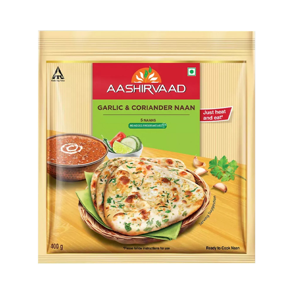 Aashirvaad Frozen Garlic & Coriander Naan - 5pcs | Frozen Foods ...