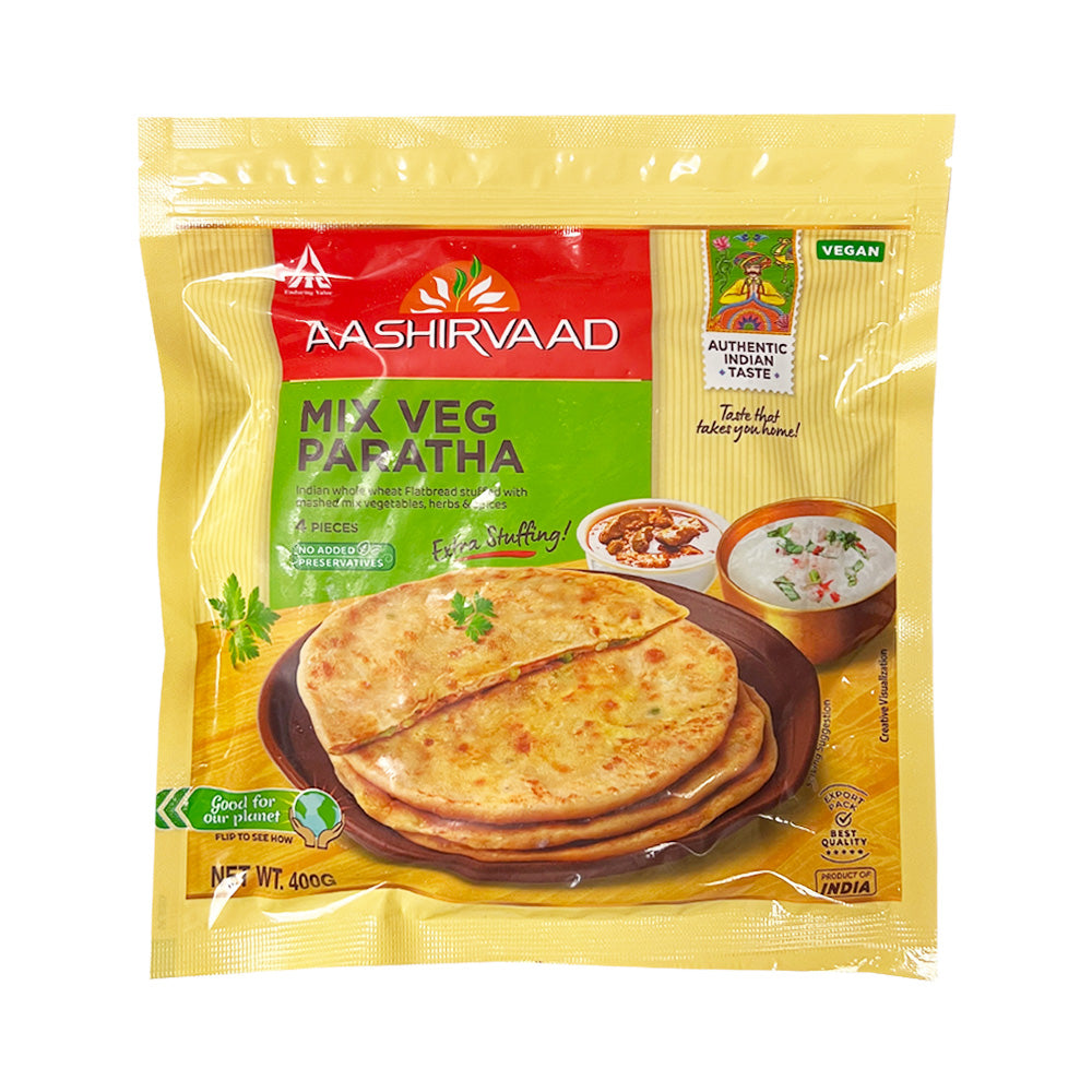 Aashirvaad Frozen Mix Veg Paratha - 4pcs | Frozen Foods | Bazaar Foods