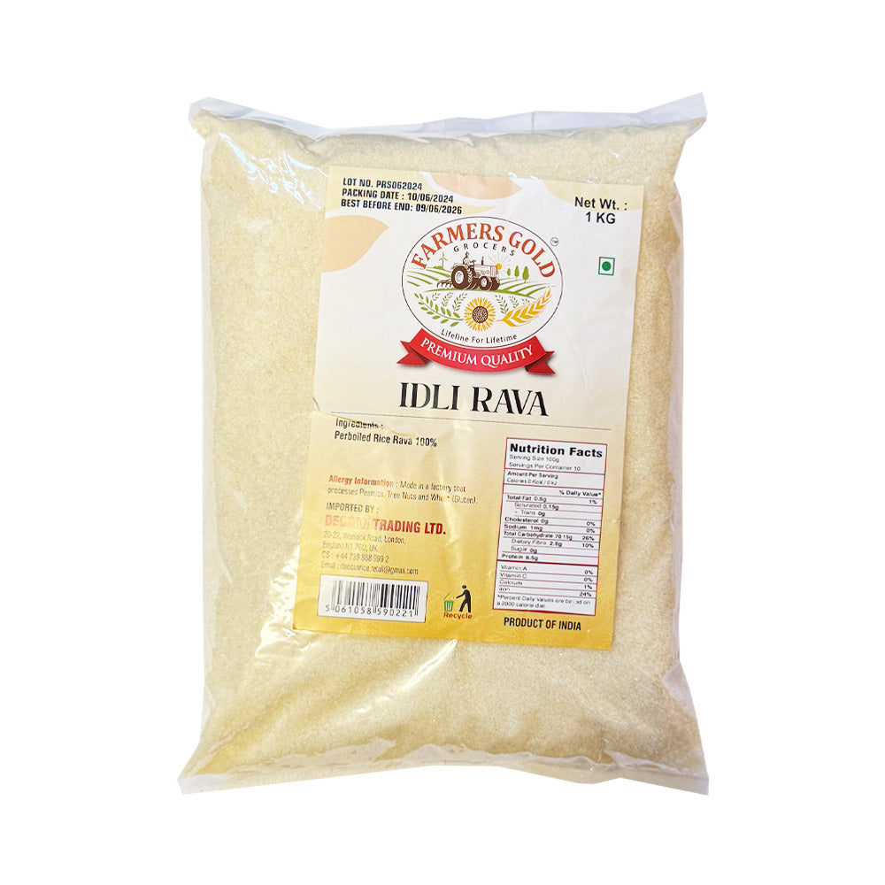 Farmers Gold Idli Rava - 1kg | Semolina, Lapsi & Rava | Bazaar Foods