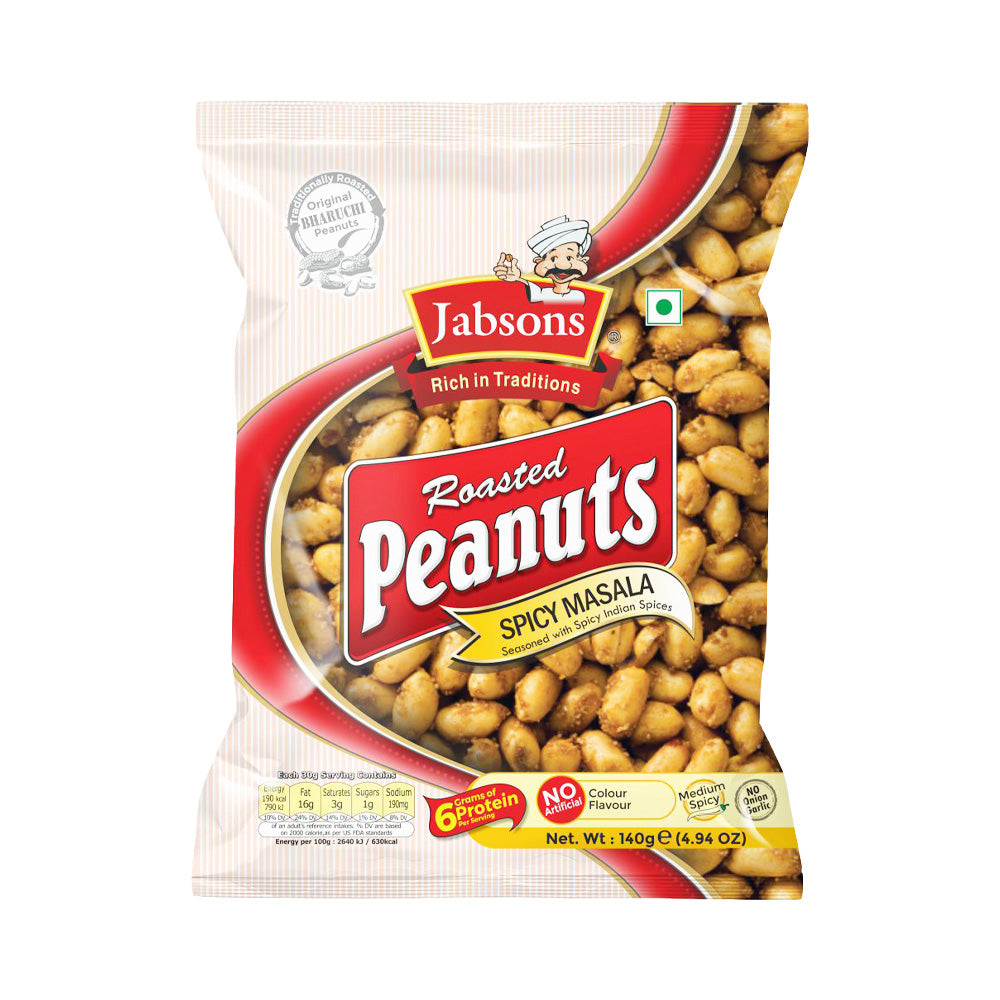 Jabsons Roasted Peanuts Spicy Masala - 140g | Sweets, Snacks ...