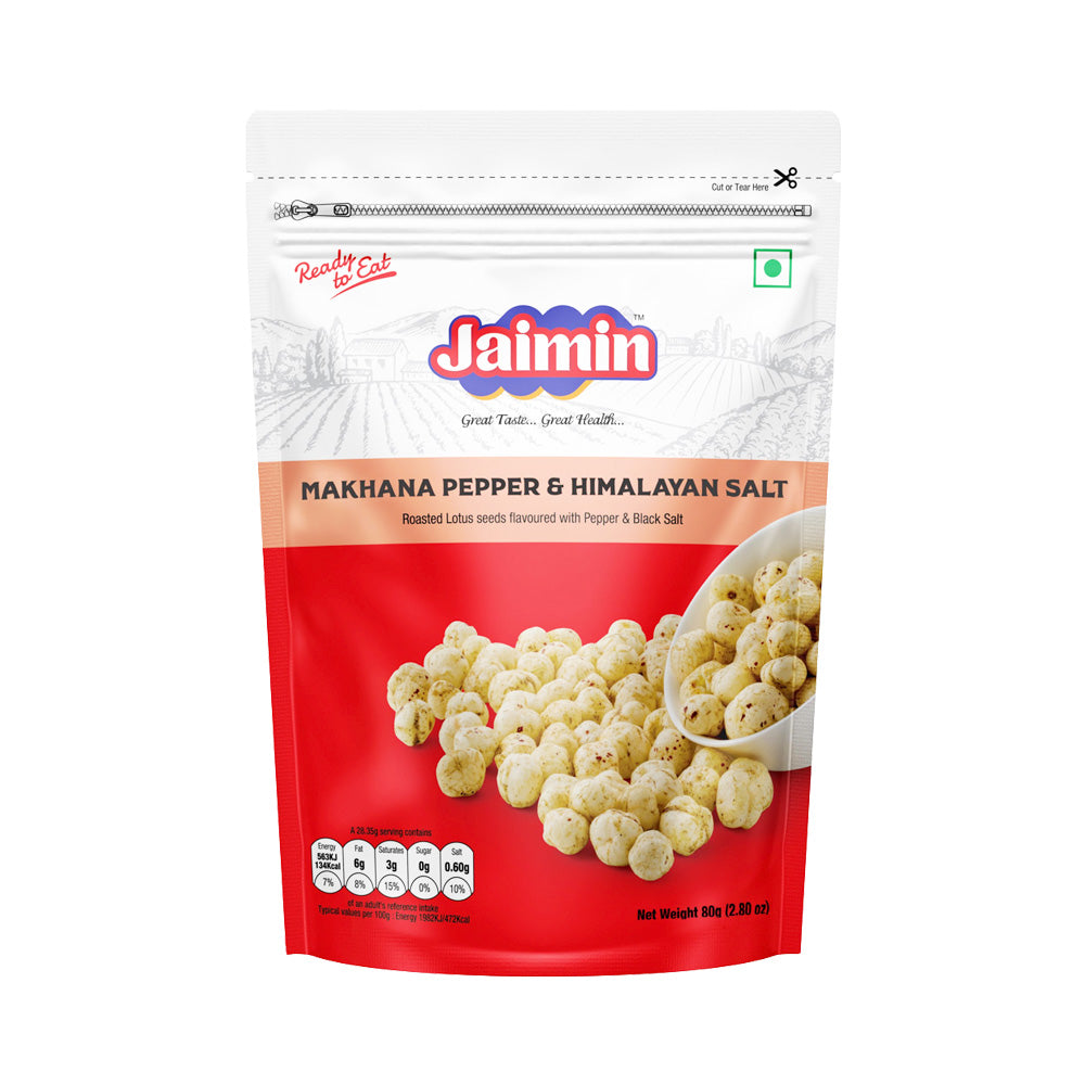 Jaimin Makhana Pepper & Himalayan Salt - 80g | Sweets, Snacks ...