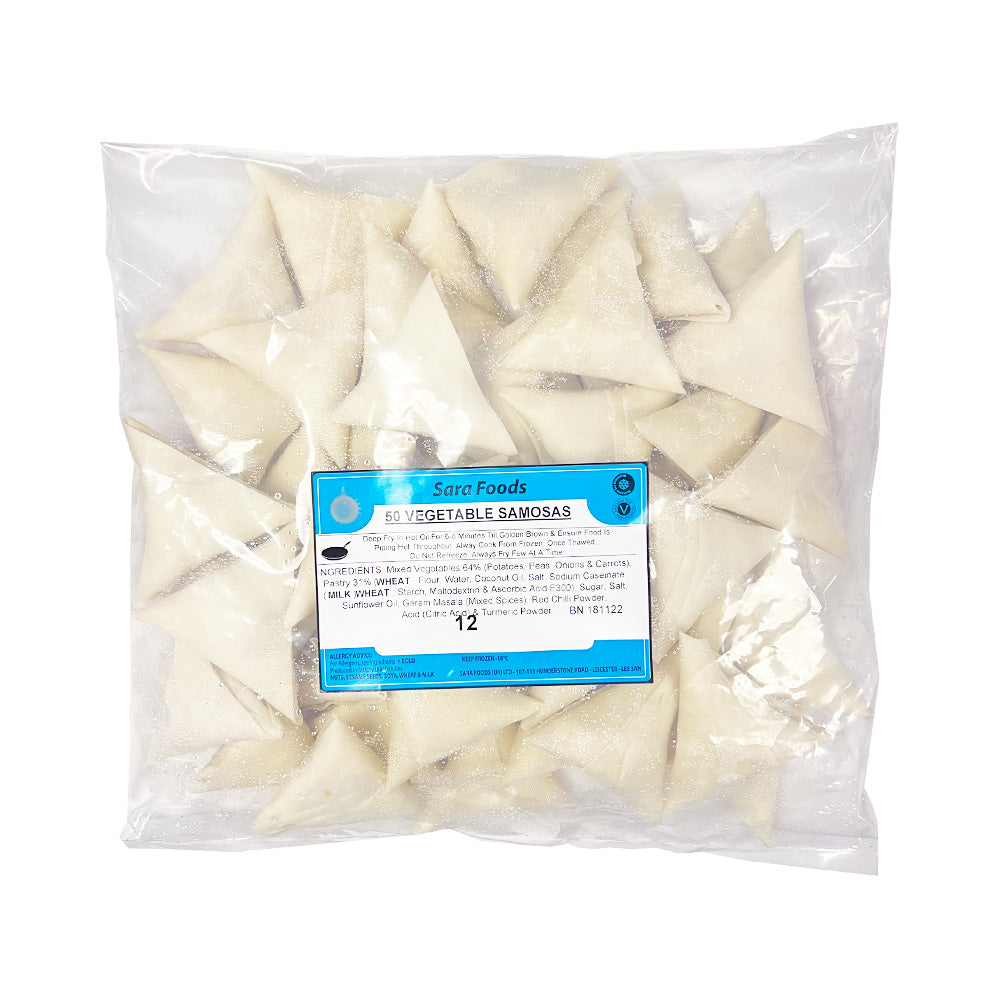 Sara Foods Frozen Vegetable Samosas - 50pcs | Frozen Foods | Bazaar Foods